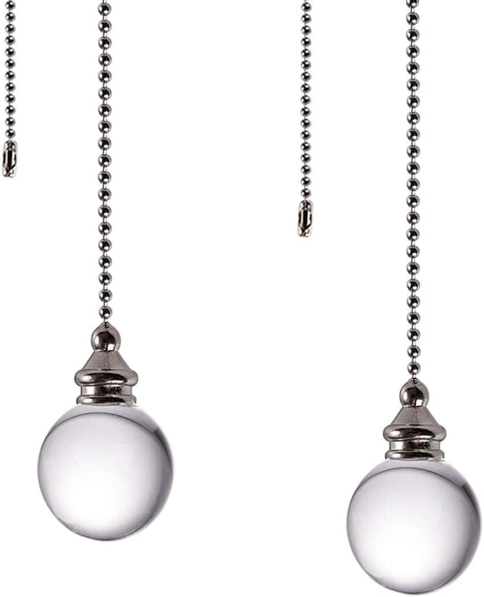Ceiling Fan Pull Chain, 2pcs Clear 30mm Diameter Crystal Ball Fan Pull ...