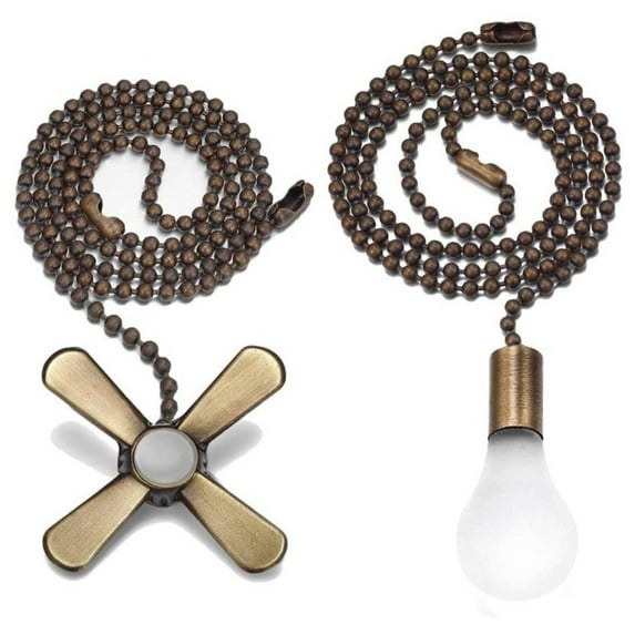 Ceiling Fan Pull Chain Beaded Ball Extension Chains with Light Bulb and ...