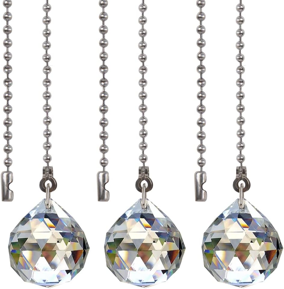Ceiling Fan Pull Chain Extension with Clear Prism Ball, 36 Inches Fan ...
