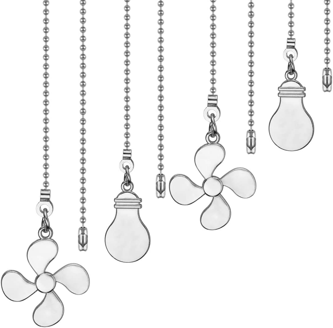 Ceiling Fan Pull Chain Set, 12 Inch Nickel, 4 Pieces Fan and Light Design Exteion, for Ceiling ...