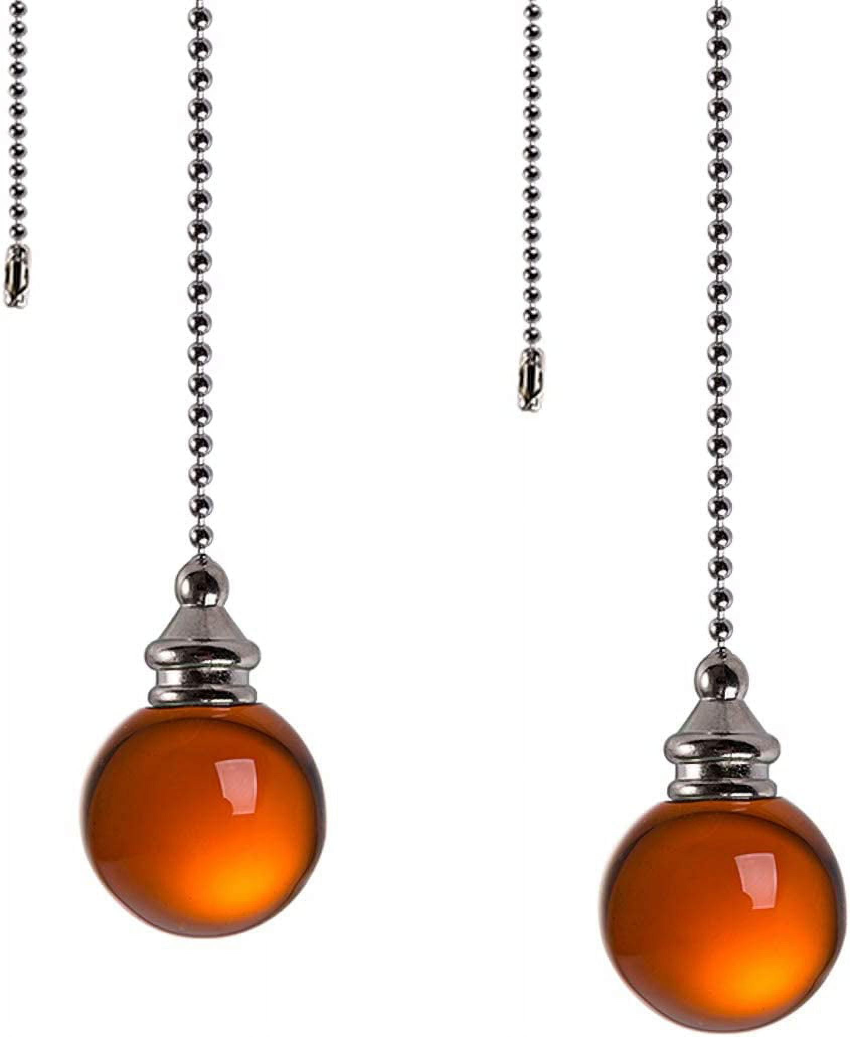 Ceiling Fan Pull Chain Set - 2 pieces Amber Crystal Ball 30mm Diameter ...