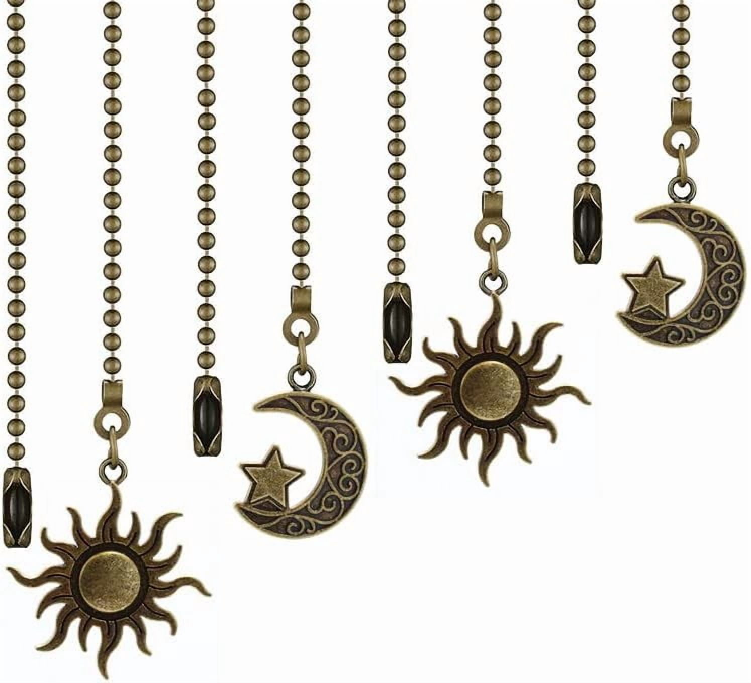 Ceiling Fan Pull Chain Set - 4PCS Moon and Sun Pattern Exteion Pendant ...