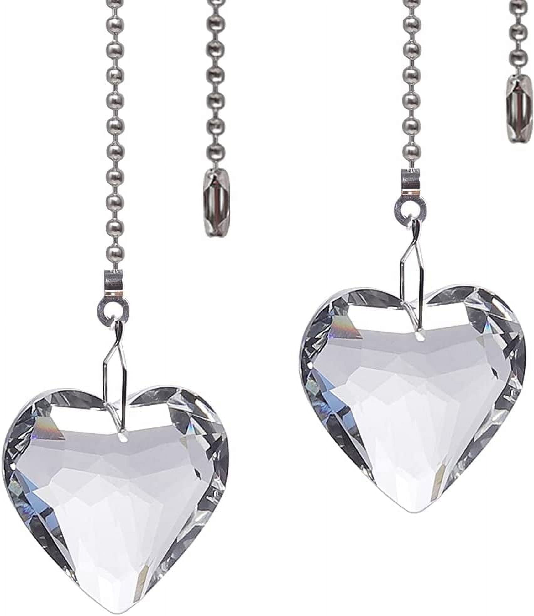 Ceiling Fan Pull Chains Clear Crystal Heart Ornaments 20 Inches Chain ...