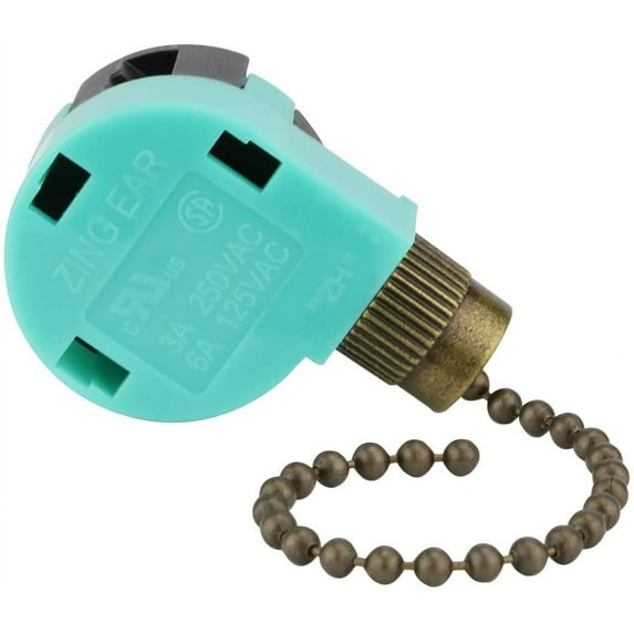 Ceiling Fan Switch 3 Speed 4 Wire Zing Ear ZE-268S6 Pull Chain Switch ...