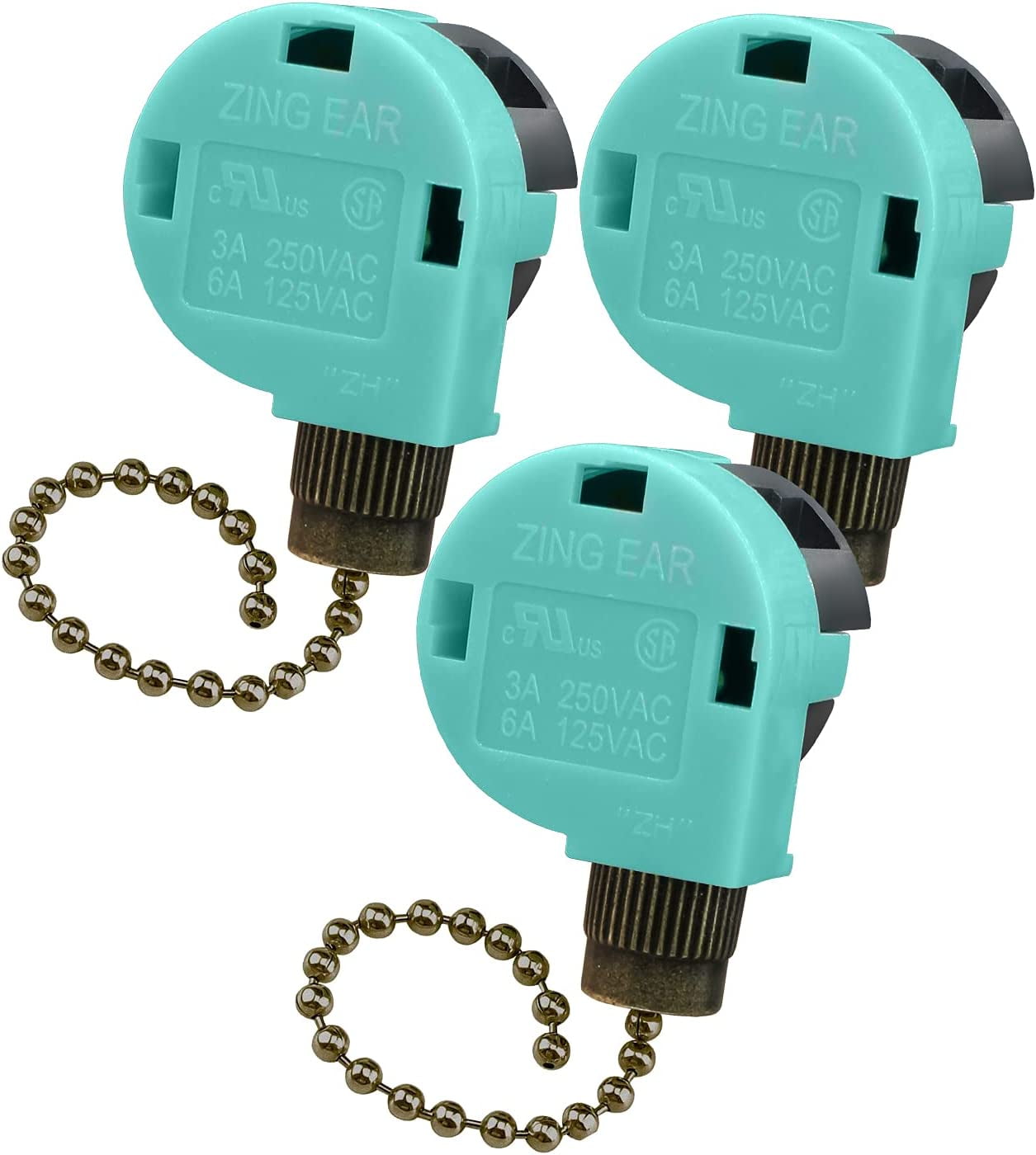 Ceiling Fan Switch 3 Speed 4 Wire Zing Ear ZE-268S6 Pull Chain Switch ...