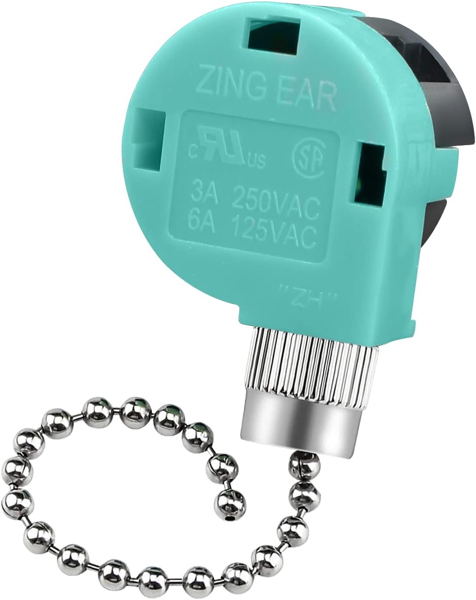 Ceiling Fan Switch 3 Speed 4 Wire Zing Ear ZE-268S6 Pull Chain Switch ...