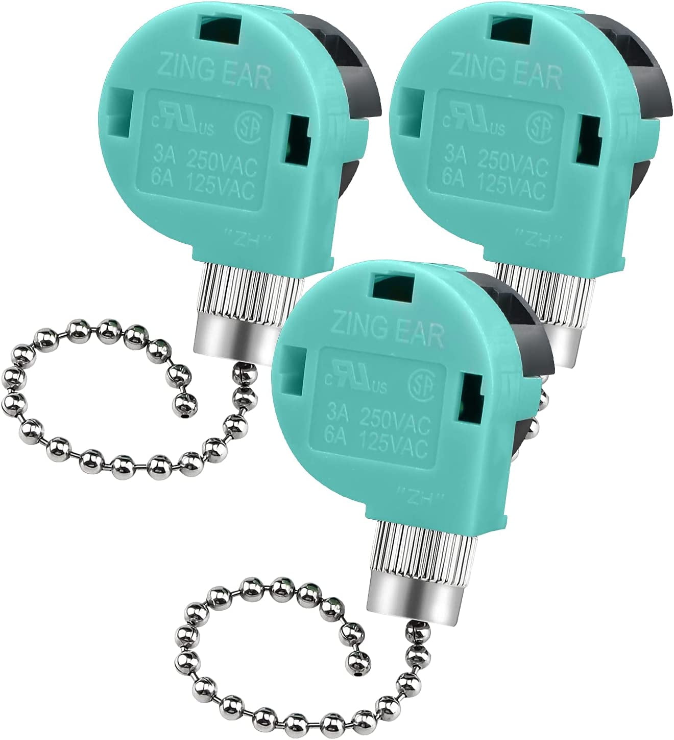 Ceiling Fan Switch 3 Speed 4 Wire Zing Ear ZE-268S6 Pull Chain Switch ...