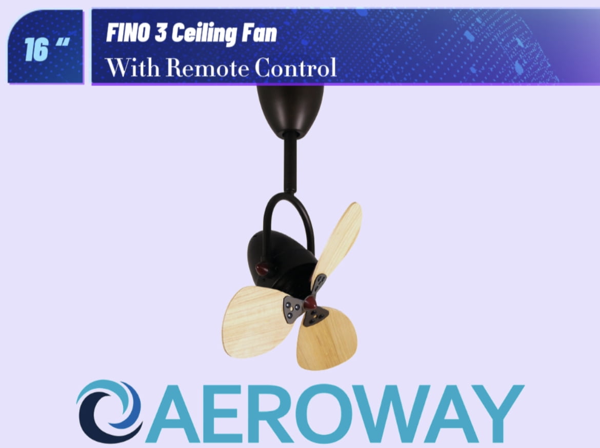 Ceiling Fan with 3 Blade, Fino3 16 in. DC Motor, Oscillate Design (Oak ...