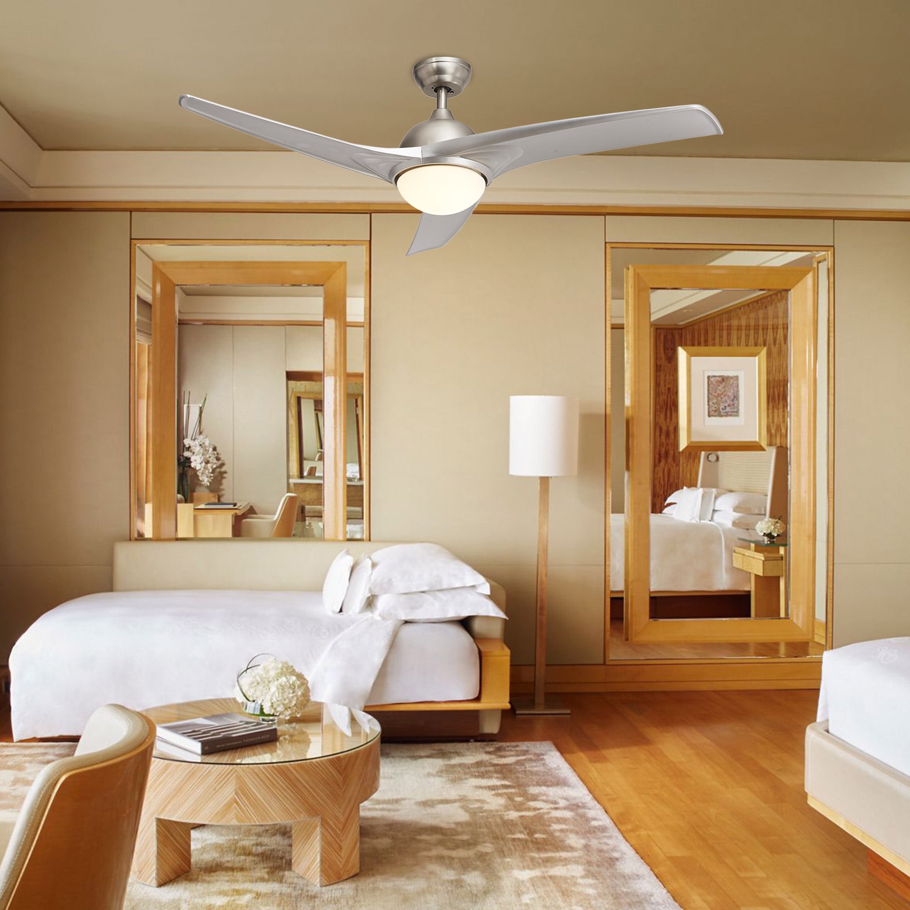 Ceiling Fan with LED Light & 3 Reversible Blades (Remote Included ...