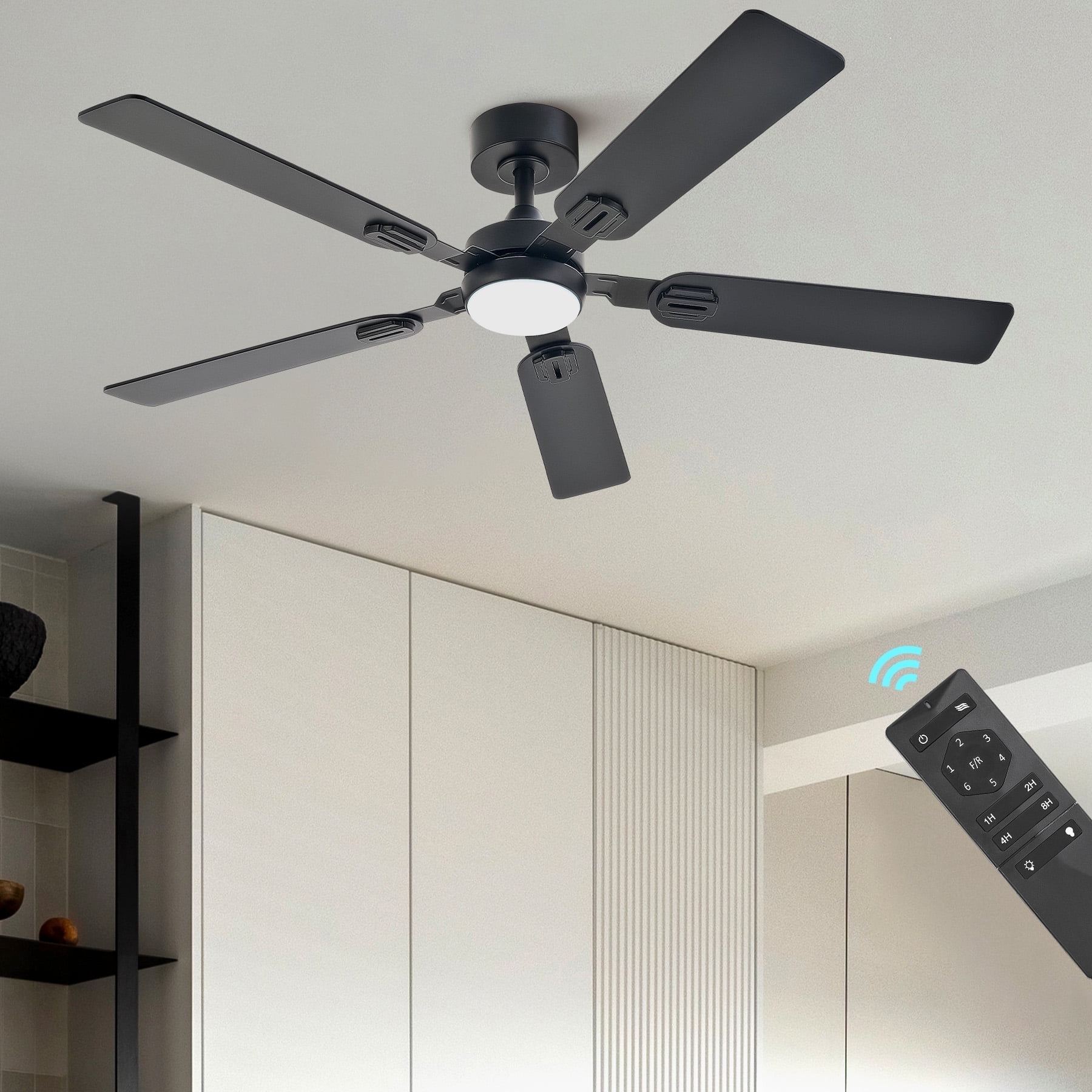 Ceiling Fan with LED Panel Lights & Remote 3 White Color Blades ...