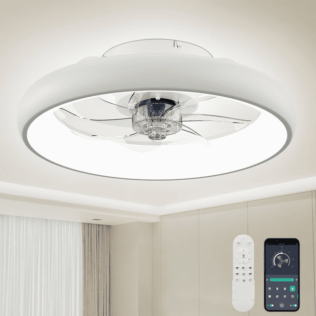 Ceiling Fan with Light, 20-inch Recessed Ceiling Fan with Remote and ...