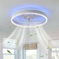 Ceiling Fan with Light, 6-Speed Flush Mount Modern Ceiling Fan with RGB ...