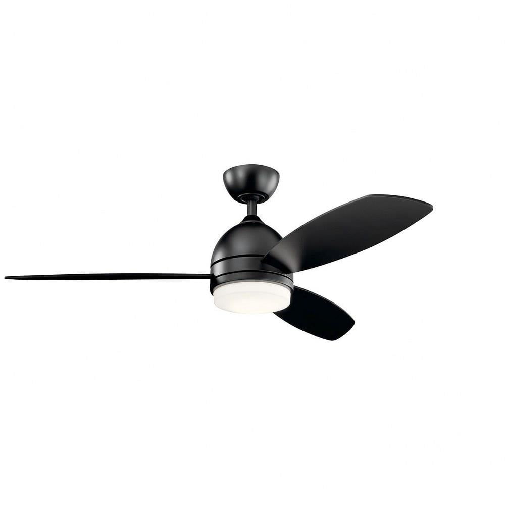 Ceiling Fan with Light Kit 15 inches Tall By 52 inches Wide-Satin Black ...