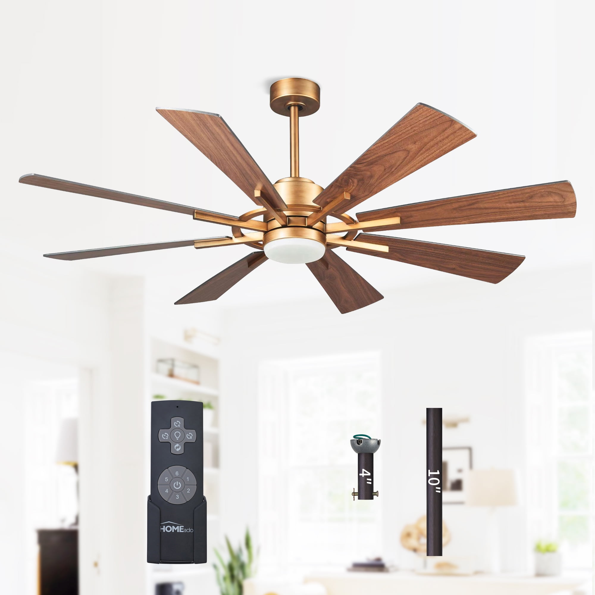 Makenna 60 in. Indoor/Outdoor Galvanized Ceiling Fan with Integrated ...
