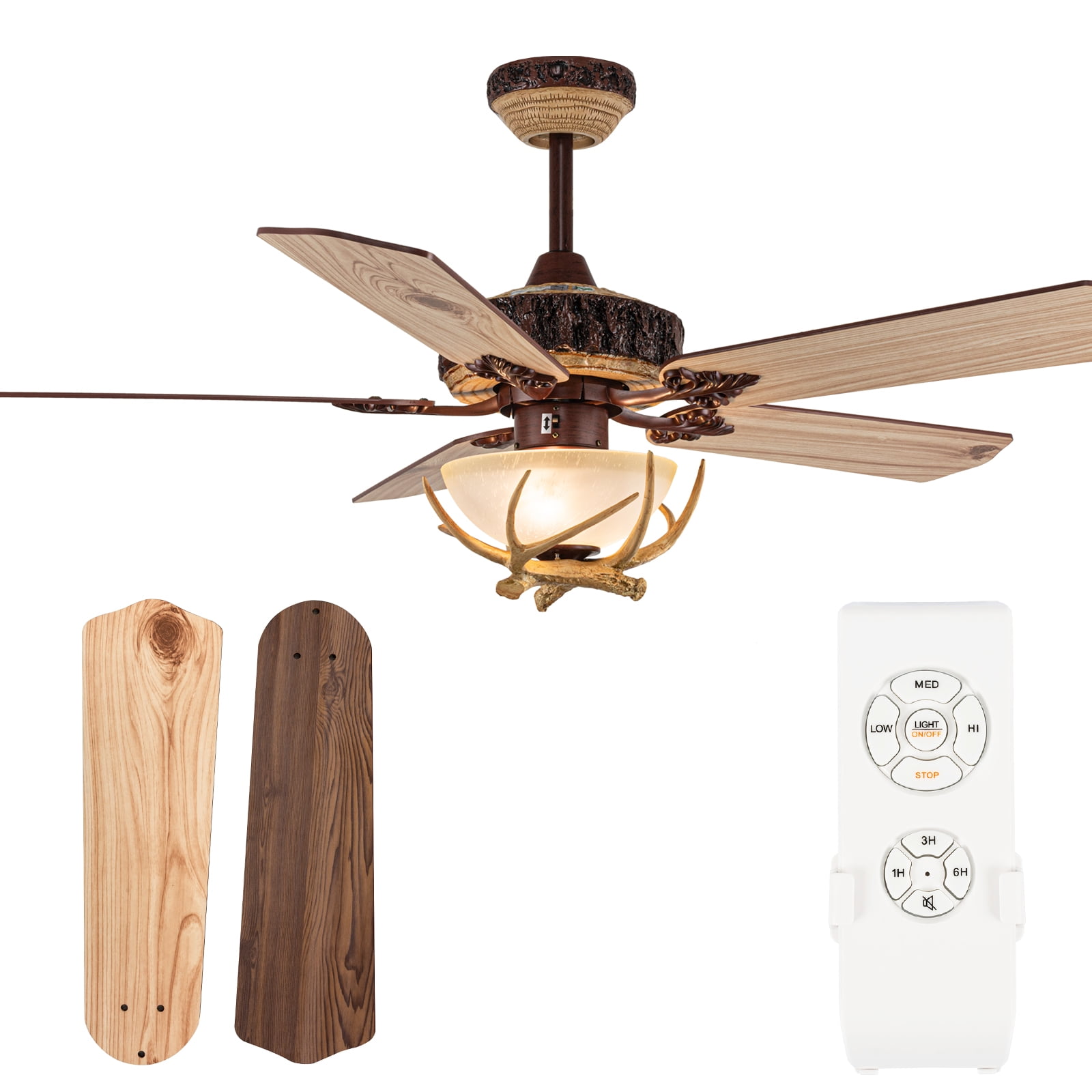 Ceiling Fan with Light and Remote,Rustic Ceiling Fans with Antler ...
