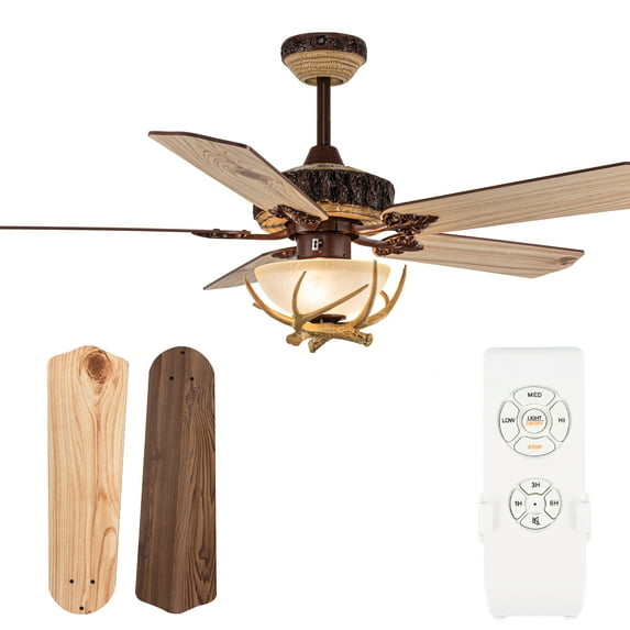 Ceiling Fan with Light and Remote,Rustic Ceiling Fans with Antler ...