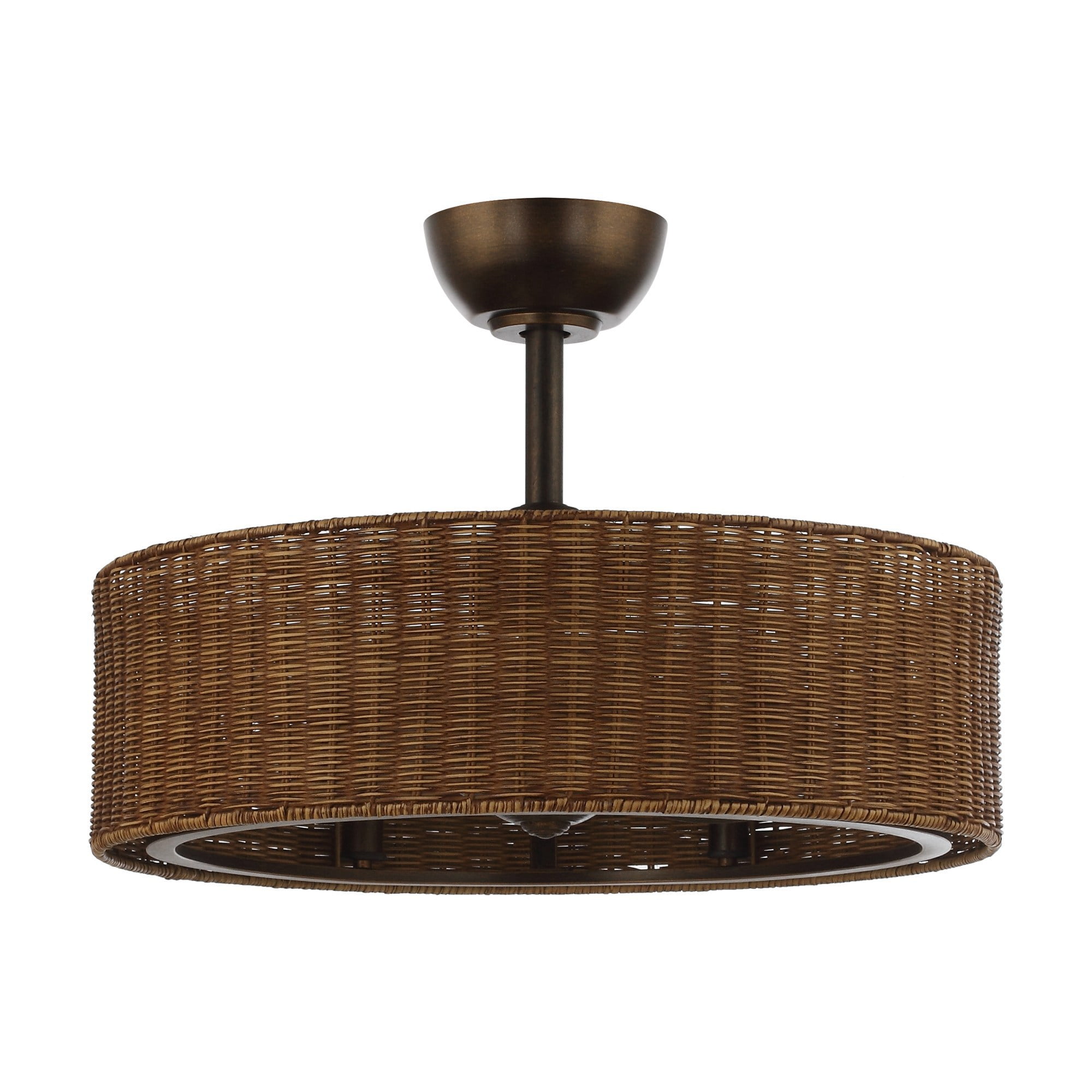 24 Inch Ceiling Fan with Light, Remote, Bronze Farmhouse Rattan ...