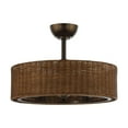 24 Inch Ceiling Fan with Light, Remote, Bronze Farmhouse Rattan ...