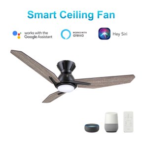 "52"" White/Gold Wifi Smart Ceiling Fan with Dimmable LED Light, Remote ...