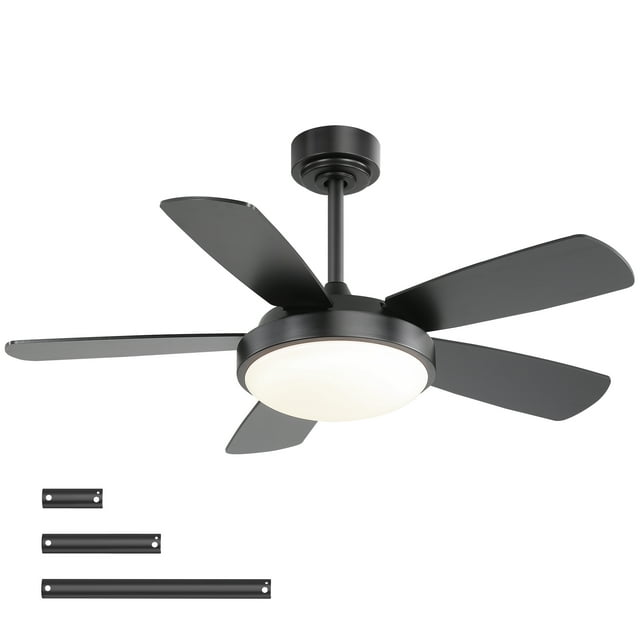 Ceiling Fans 42 Inch Black Ceiling Fan with 22W LED Light and Remote ...