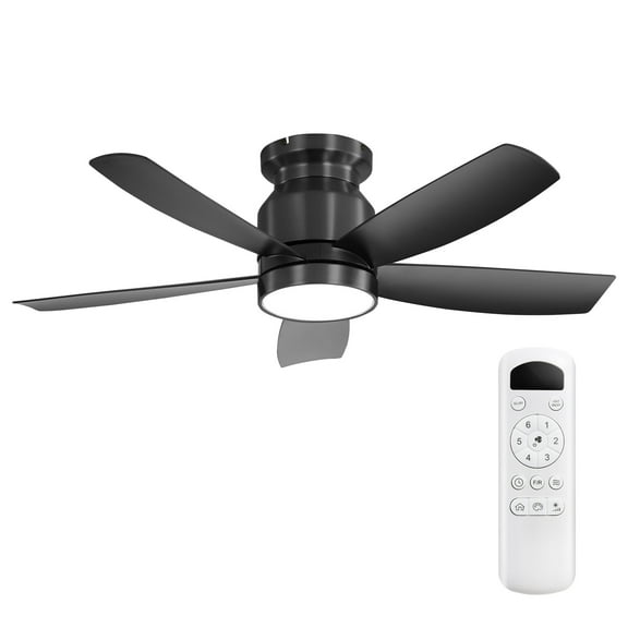 42 Inch Flush Mount Ceiling Fans with LED Light 22W and Remote Control ...