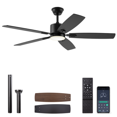 Zardon 20-Inch Diamond Ceiling Fan with Light and Remote Control, White ...