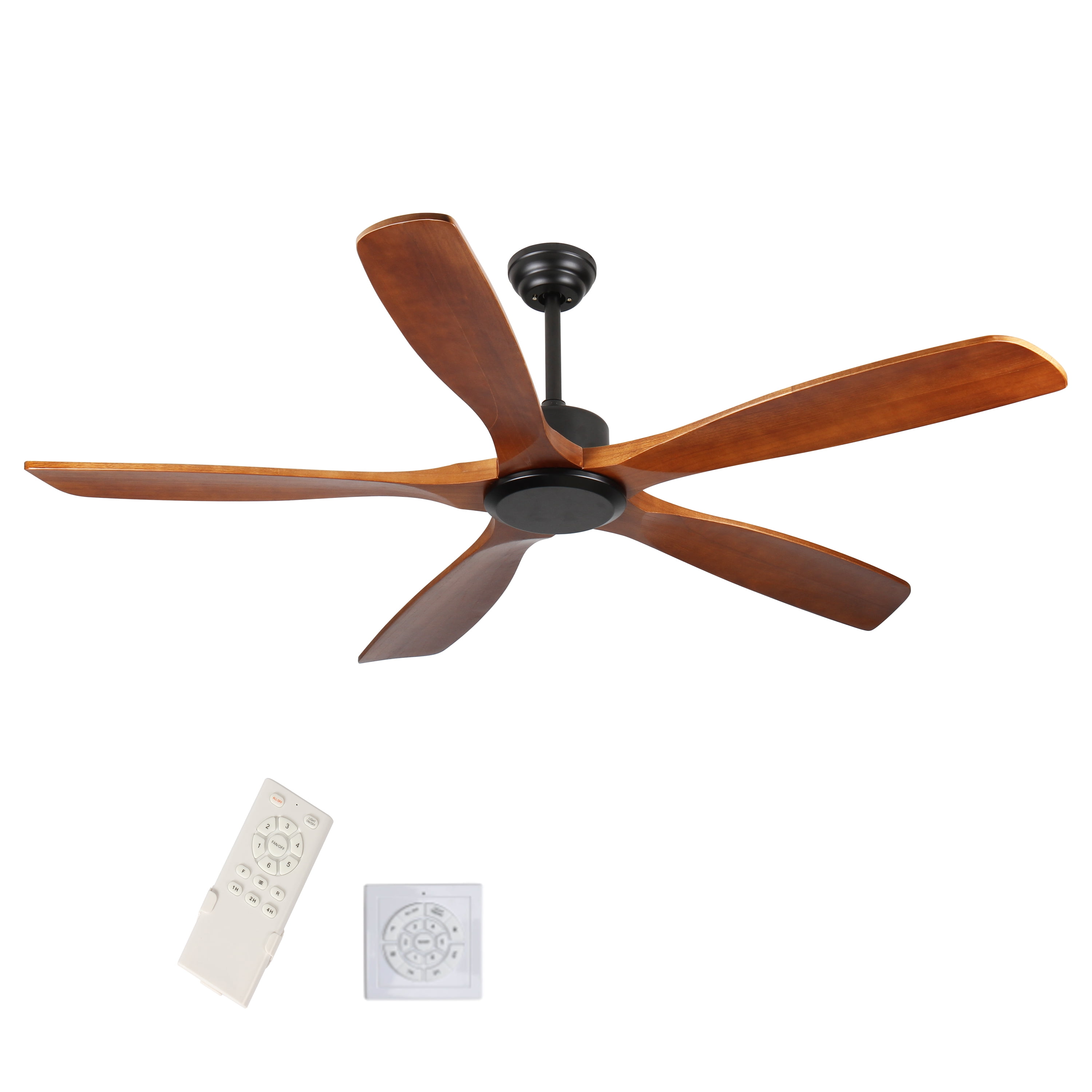 Ceiling Fans 60 Inch wood Ceiling Fan no light with Remote Control, Low ...
