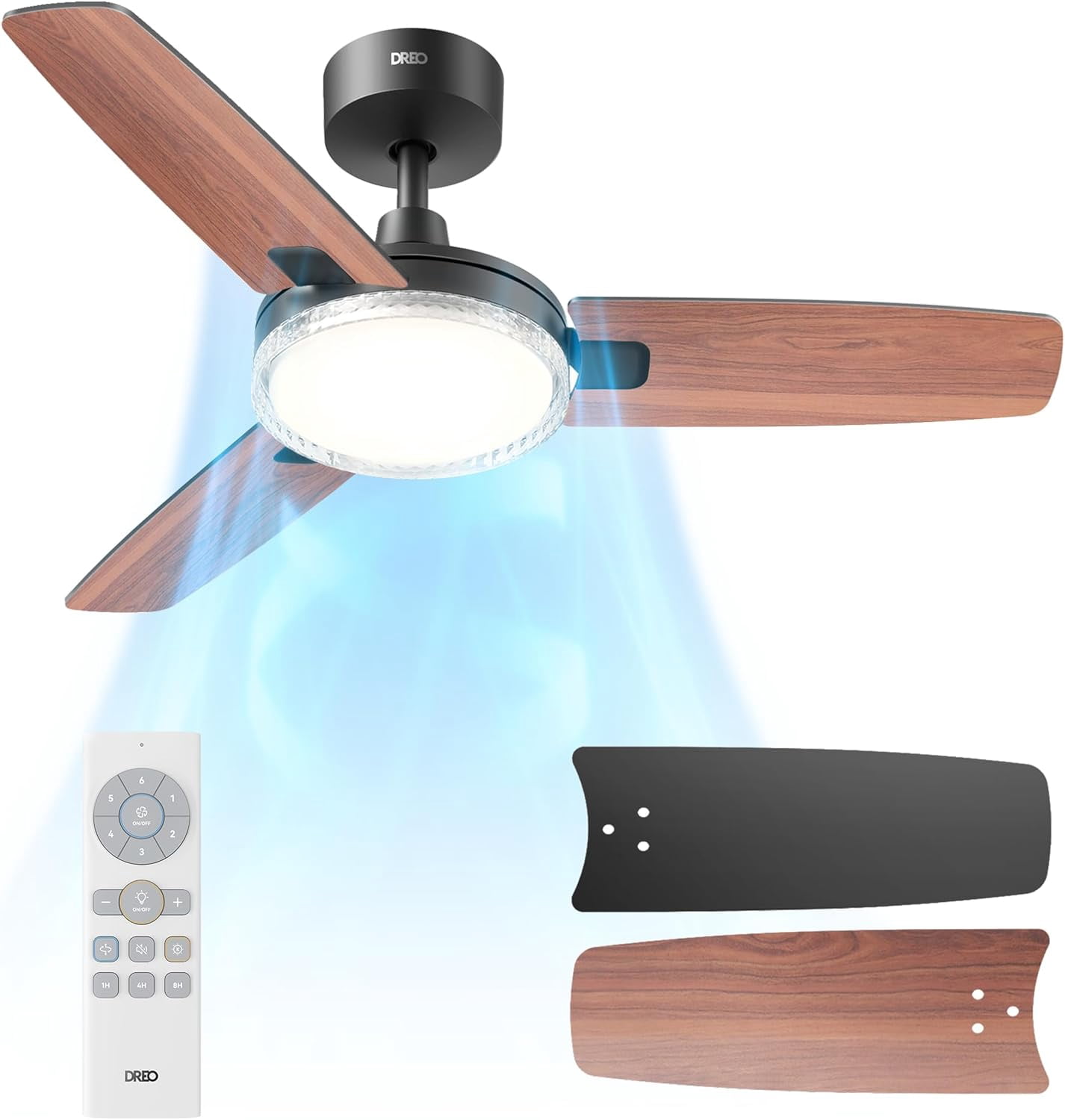 Ceiling Fans with Lights, 42 Inch, 6 Speeds, 6-Level Dimmable, 5CCT ...