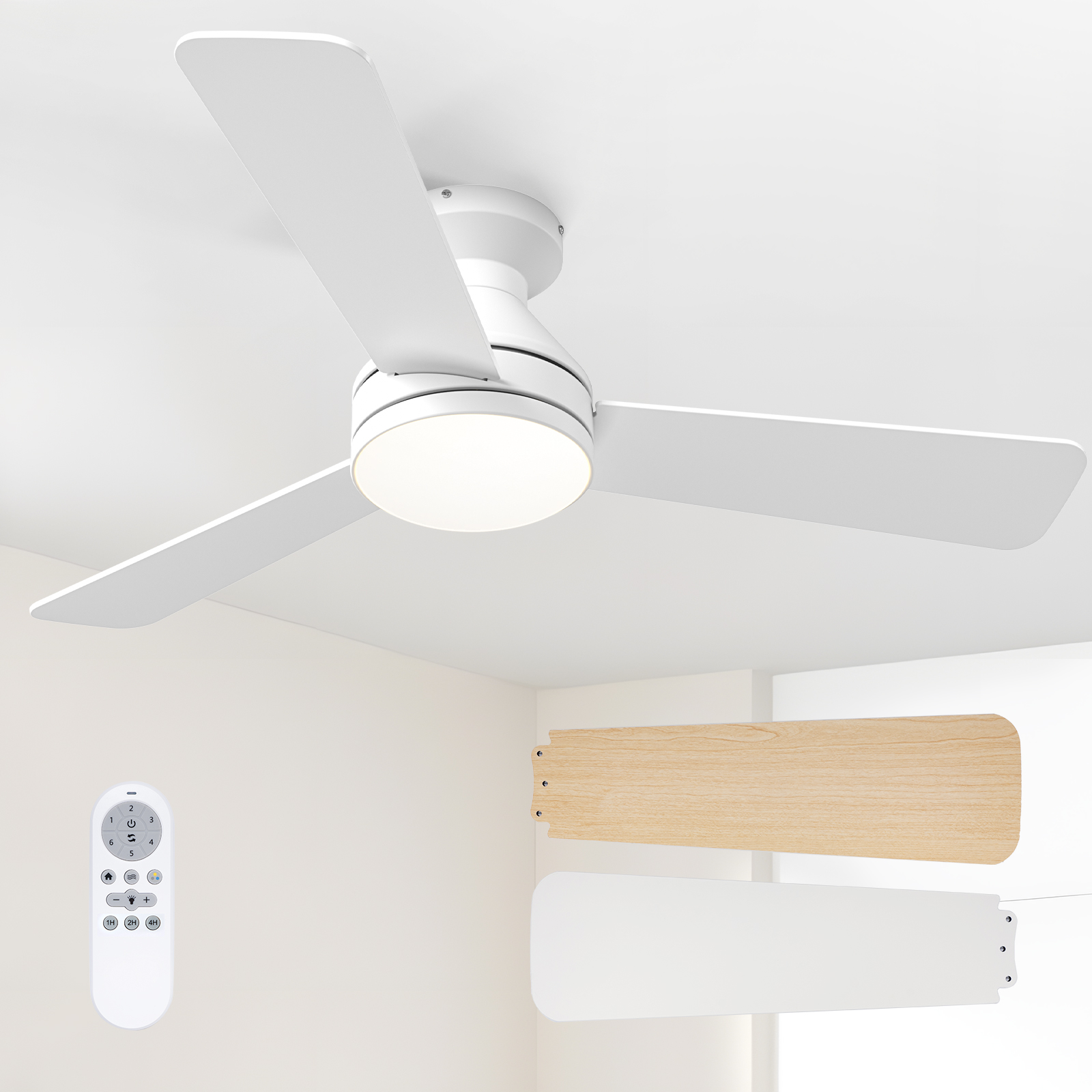 Ceiling Fans with Lights, 42 inch Low Profile Ceiling Fan with Light ...