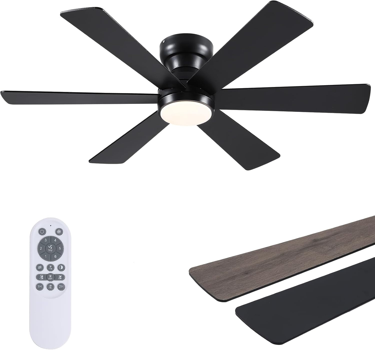 Ceiling Fans with Lights,46" Low Profile Ceiling Fan with Light and ...