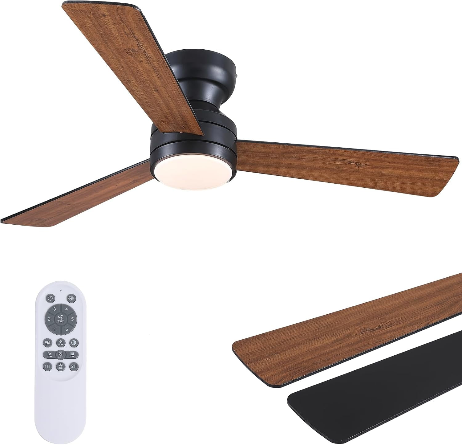 Ceiling Fans with Lights, 46" Low Profile Ceiling Fan with Light and ...