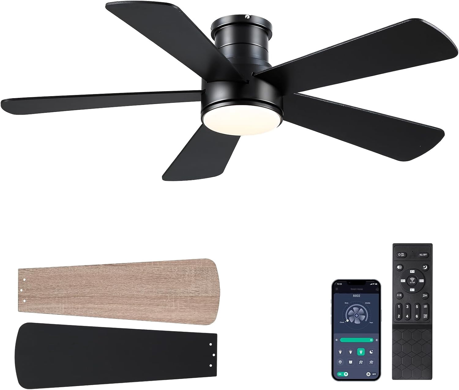 Ceiling Fans with Lights,46-Modern Low Profile Ceiling Fan with Remote ...