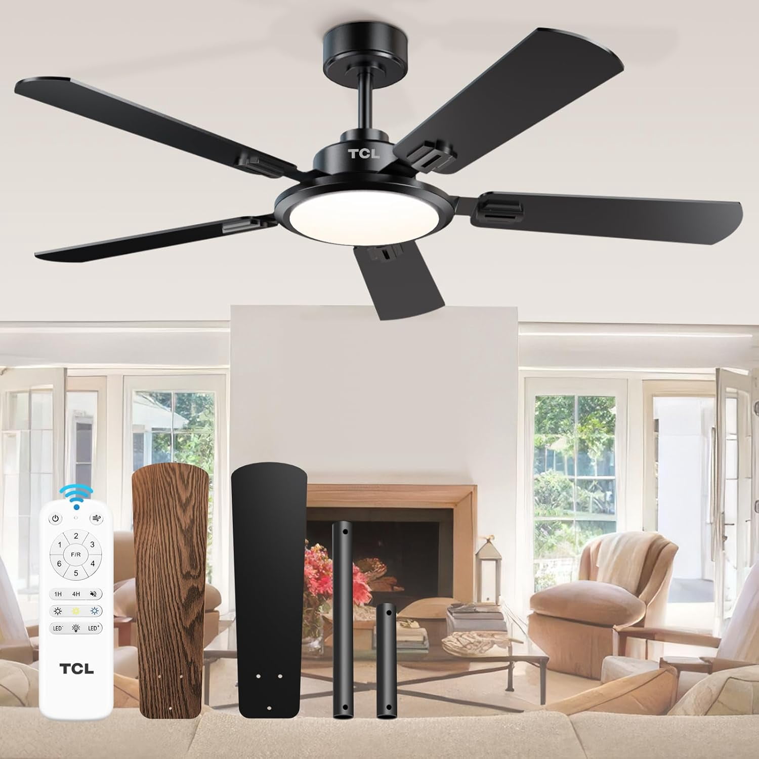 Ceiling Fans with Lights, 52 Inch Ceiling Fan with Light and Remote ...