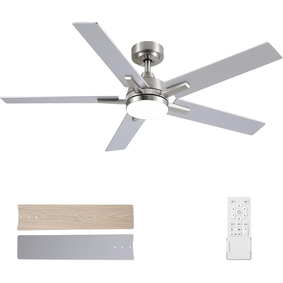 Ceiling Fans with Lights, 52 inch Nickel Ceiling Fan with Light and ...