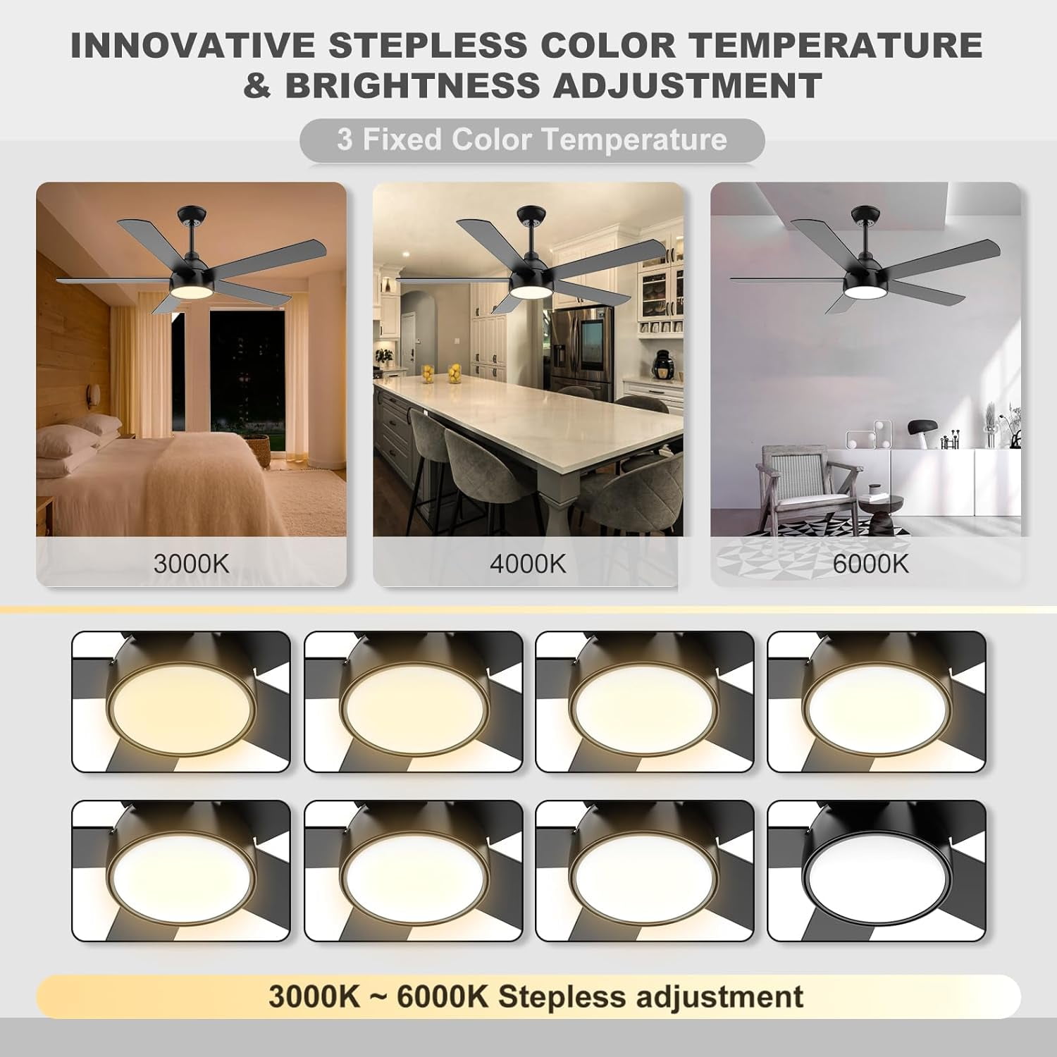 Ceiling Fans with Lights, 52inch Downrod Ceiling fan with Remote ...