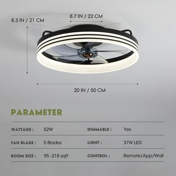 Ceiling Fans with Lights, Flush Mount Ceiling Fan with Lights and ...