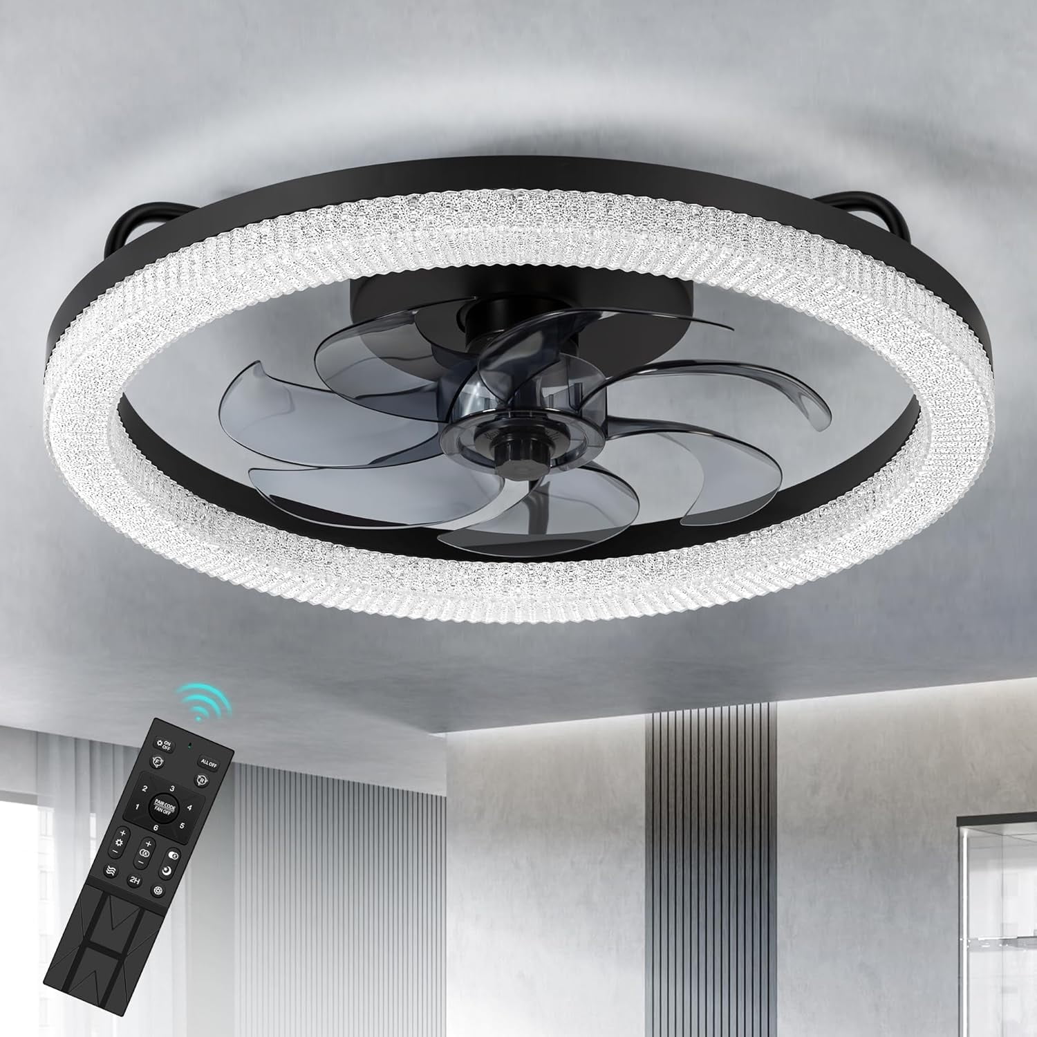 Ceiling Fans with Lights, Low Profile Ceiling Fan with Light Remote ...
