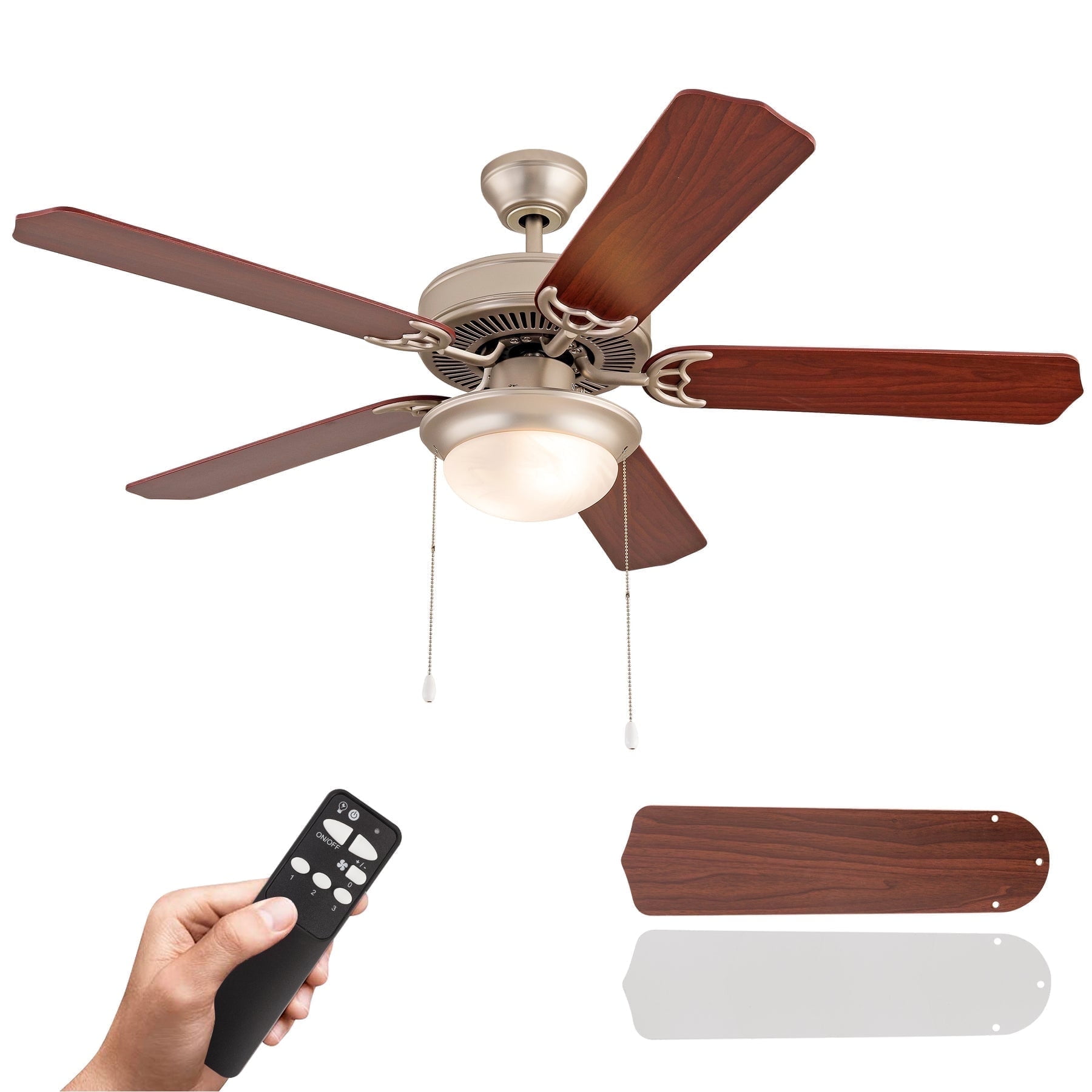 Ceiling Fans with Lights, Pull Chain and Remote Control, Reversible AC ...