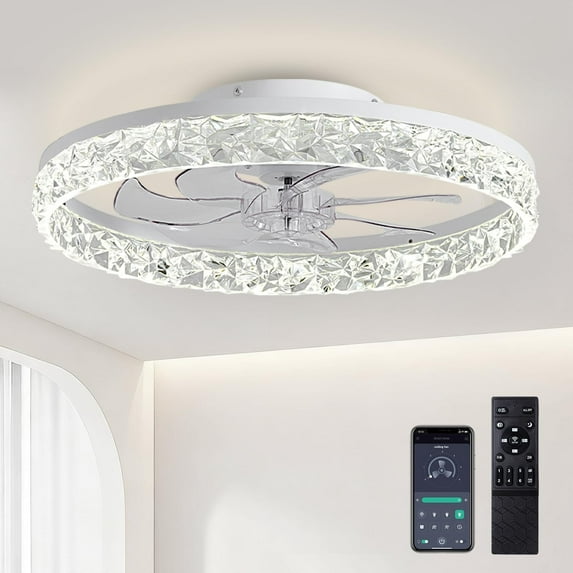 Ceiling Fans with Lights and Remote, 19.7" Low Profile Ceiling Fan with ...