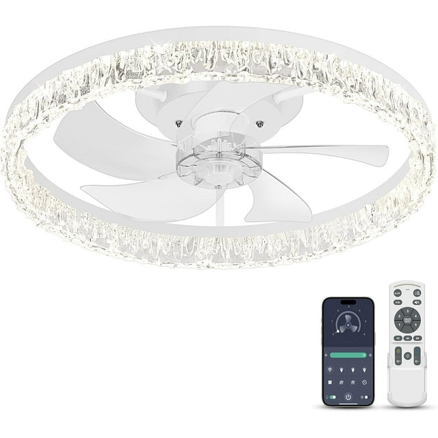 Ceiling Fans with Lights and Remote, 20'' Low Profile Ceiling Fan APP ...
