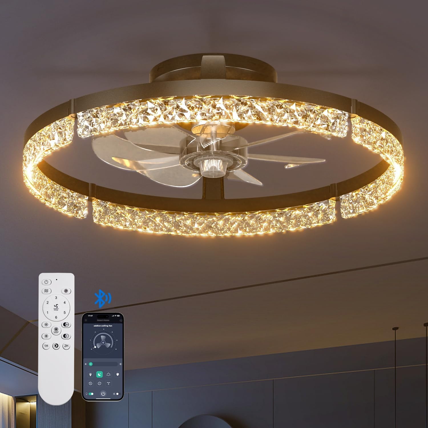 Ceiling Fans with Lights and Remote, 20'' Low Profile Ceiling Fans ...