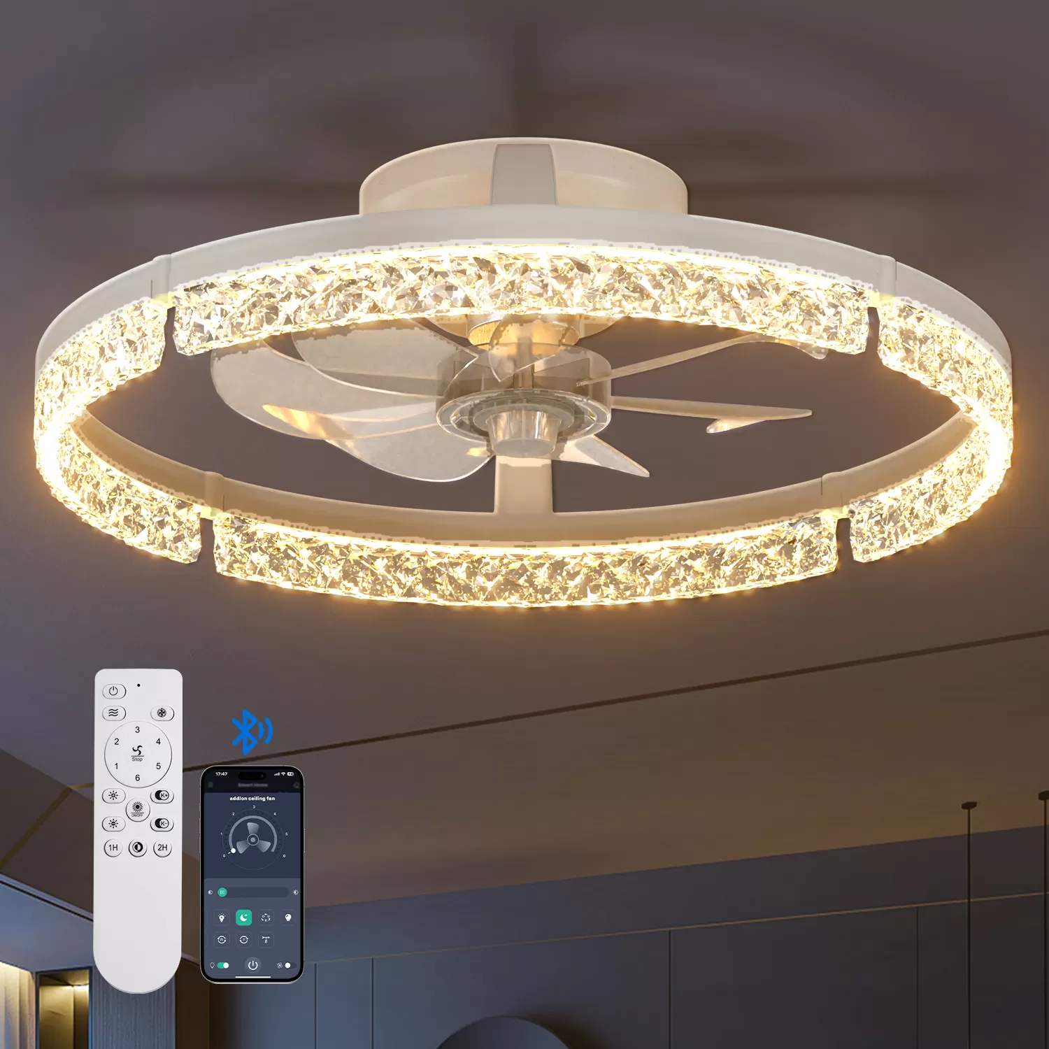 Ceiling Fans with Lights and Remote, 20'' Low Profile Ceiling Fans ...
