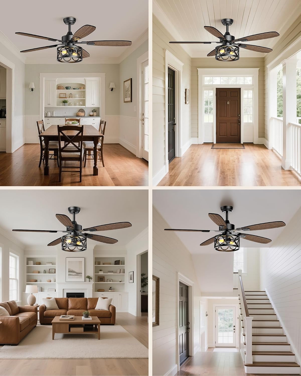 Ceiling Fans with Lights and Remote, 42'' Vintage Caged Ceiling Fan ...