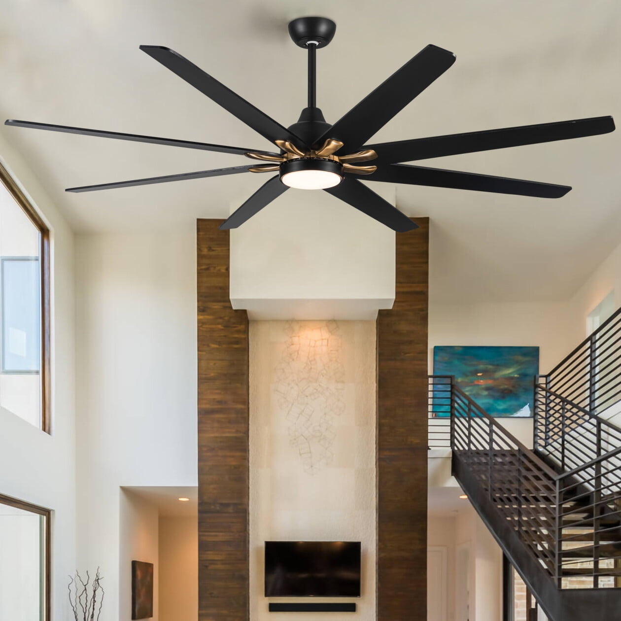 Ceiling Fans with Lights and Remote, 72 In Ceiling Fan with Dimmable 3 ...
