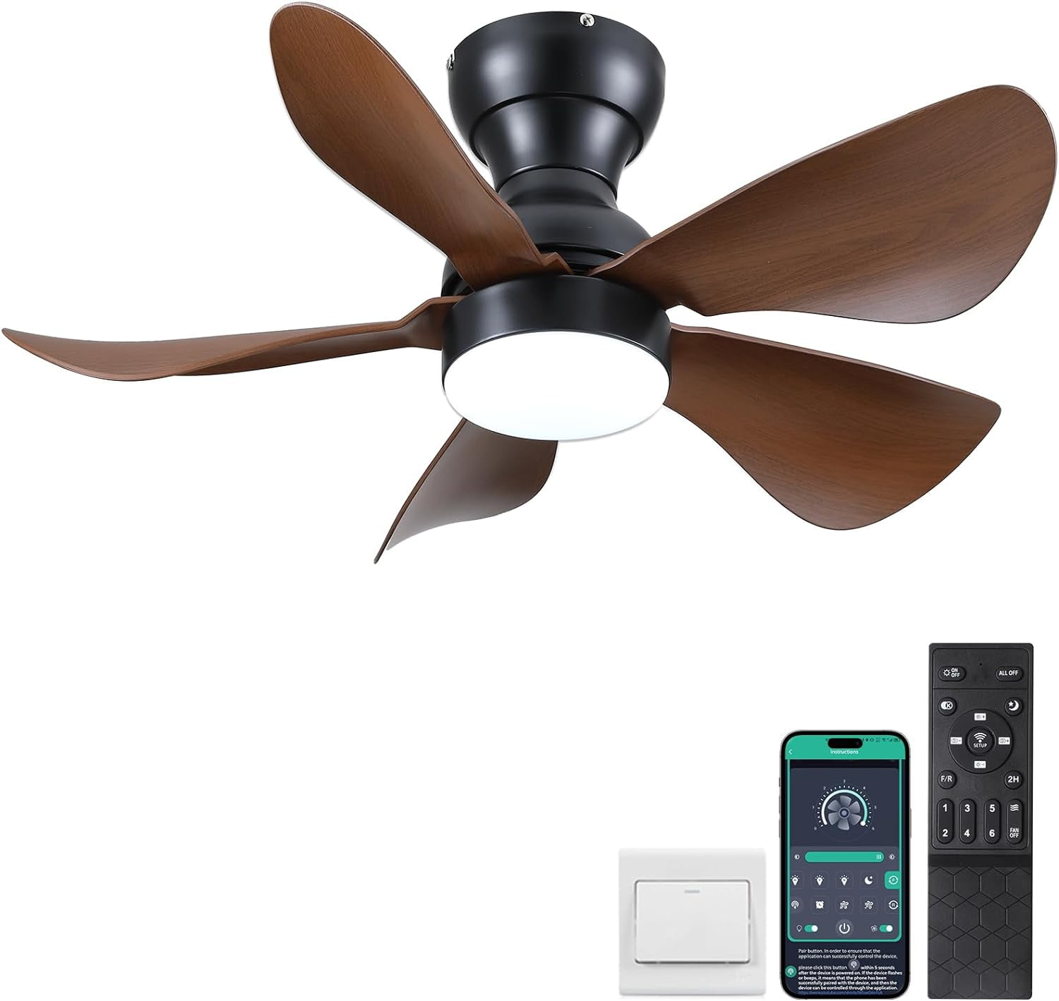 Ceiling Fans with Lights and Remote/APP Control, 30 inch Low Profile ...