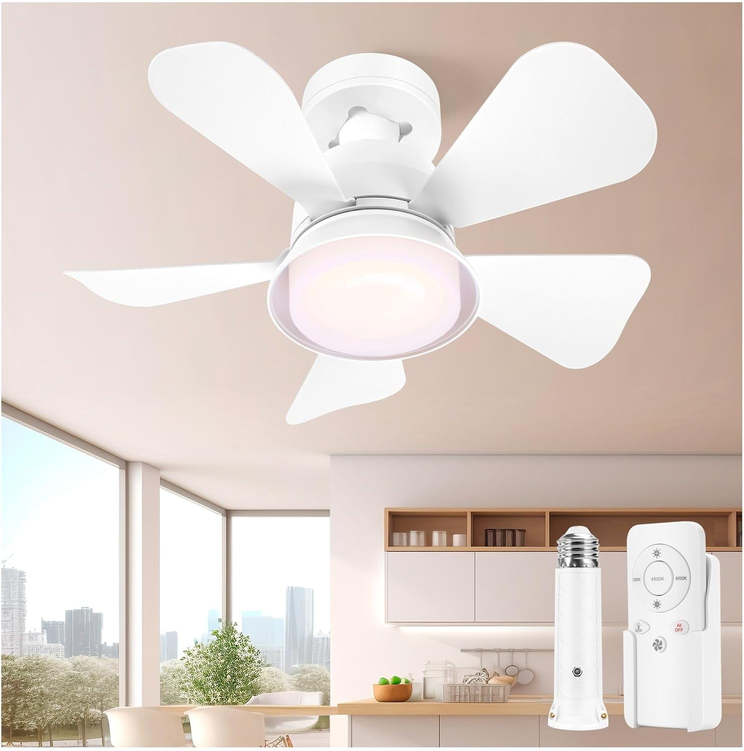 Ceiling Fans with Lights and Remote, Quiet Ceiling Fans with 5 Blades ...