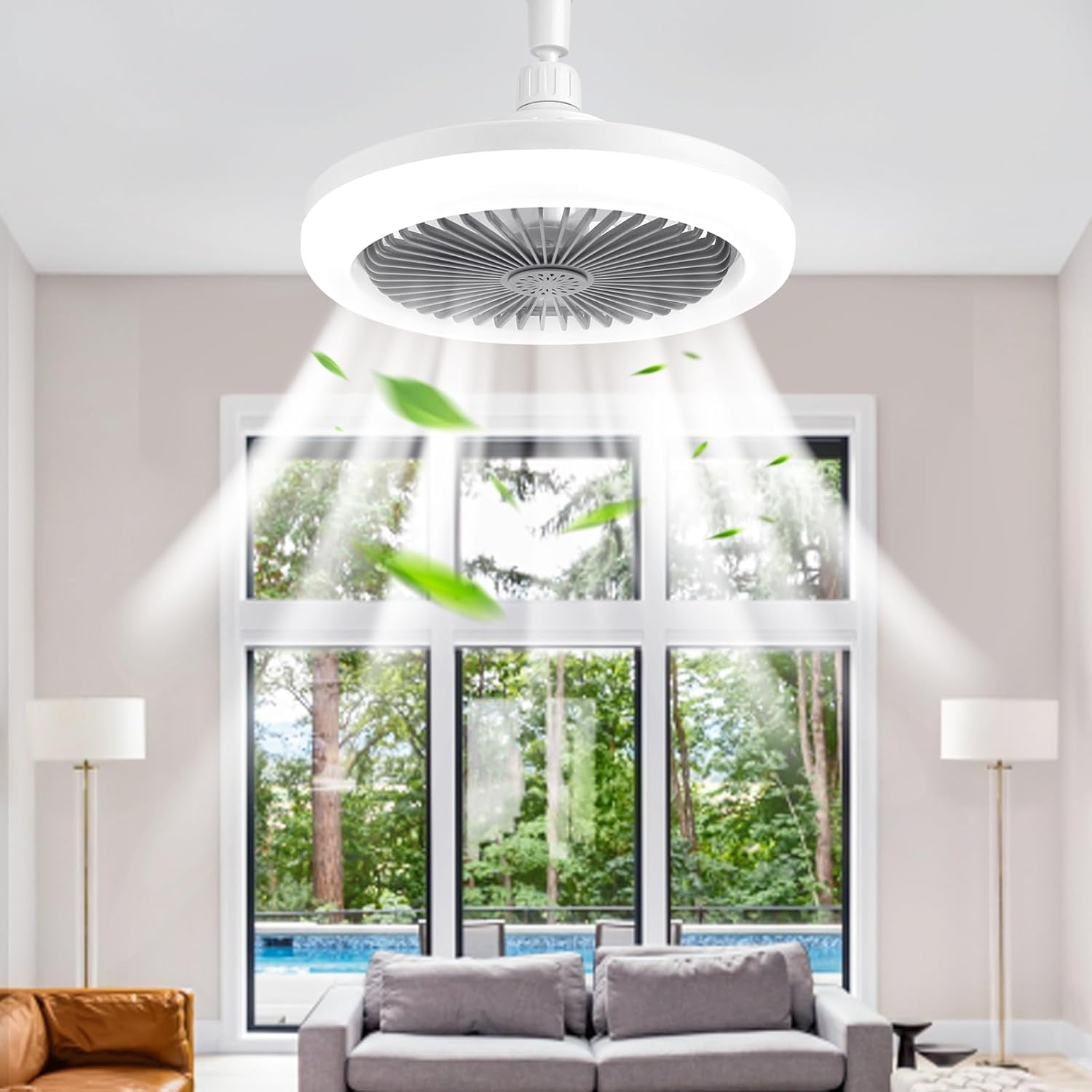 Ceiling Fans with Lights,Socket Fan Light with Remote Control,3 Fan ...