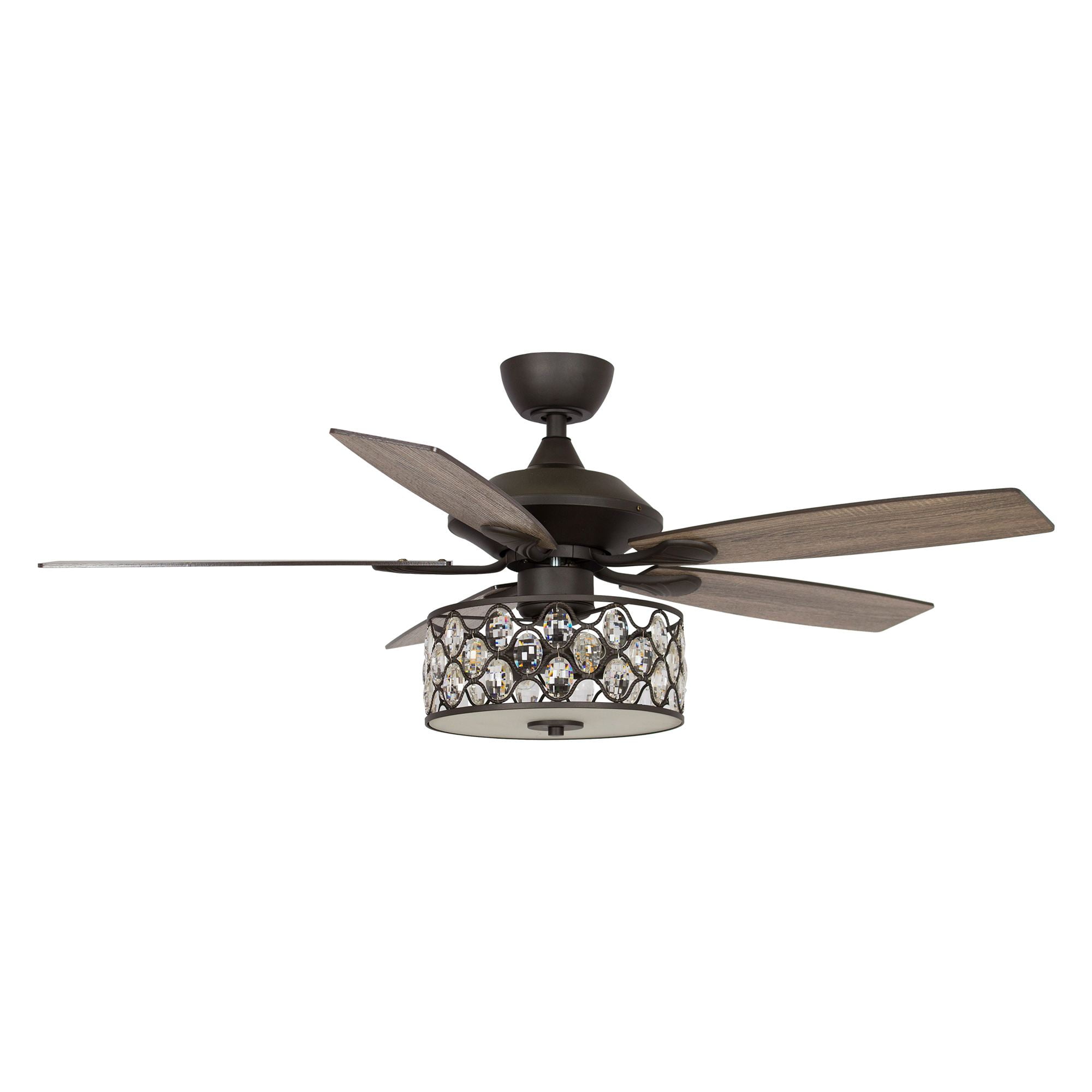 Ceiling Fans Lights with Remote Control Reversible 5 Blades Crystal ...