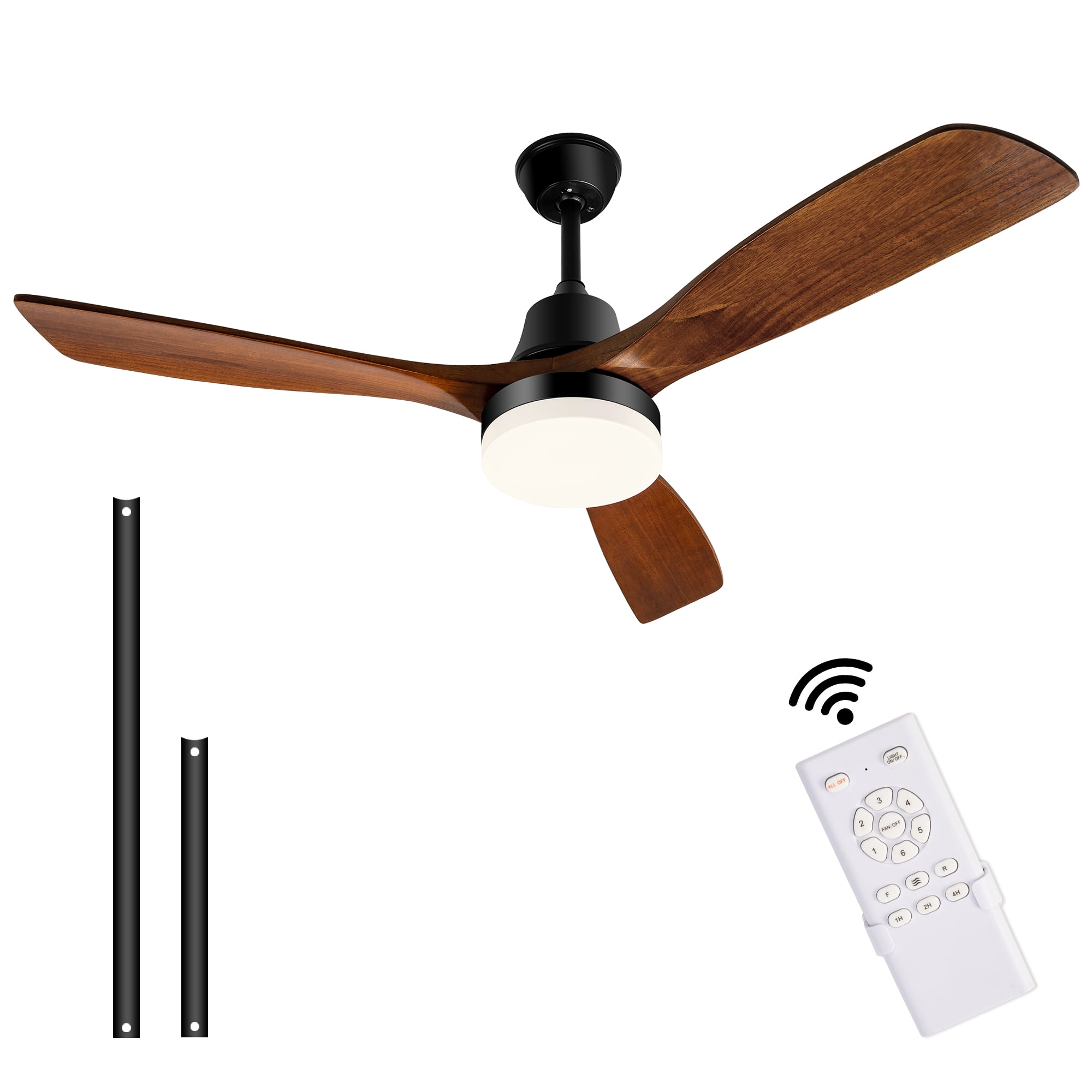 Ceiling Fans with Lights - 52 Inch Black Ceiling Fan with Remote ...
