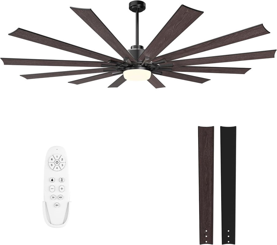 Ceiling Fans with Lights, Black Ceiling fan with Light and Remote ...